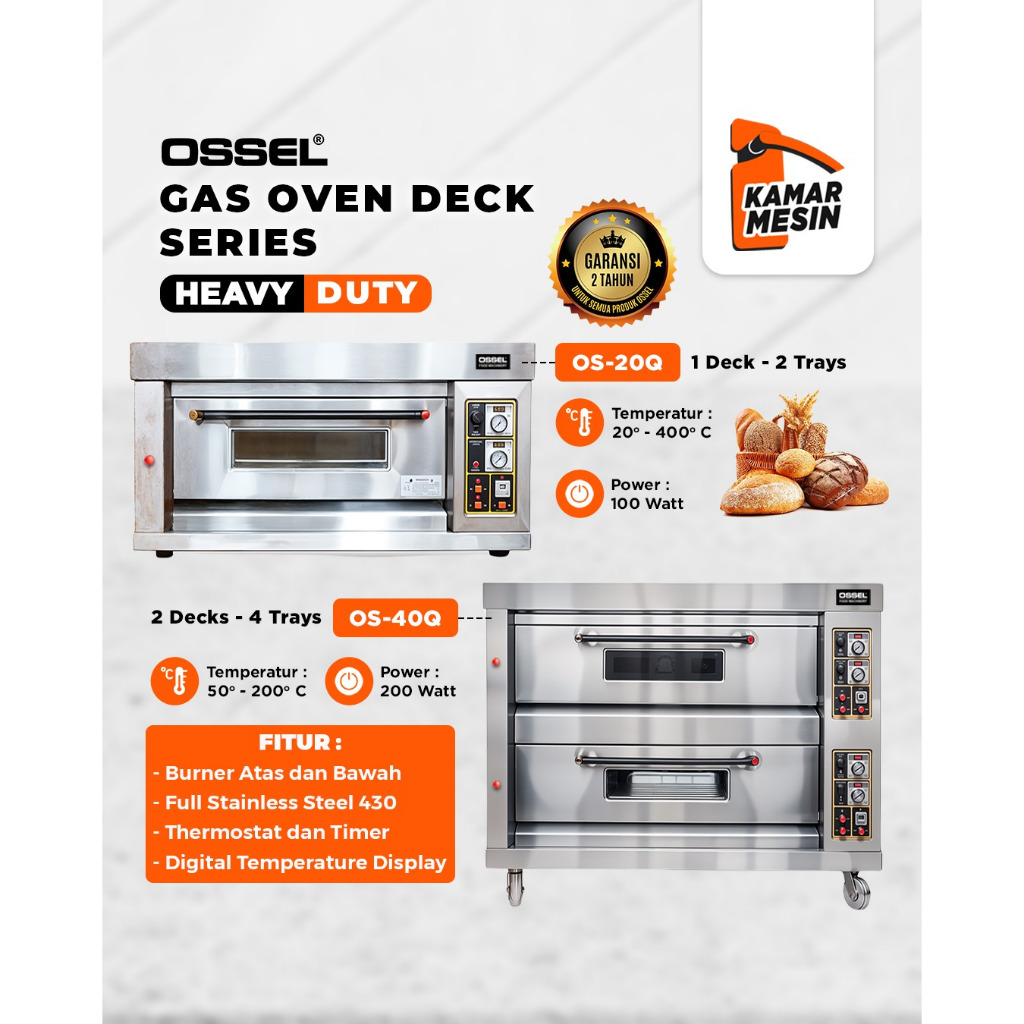 Jual OSSEL Gas Deck Oven Roti 2 Deck 4 Trays 4 Loyang Gas Oven Roti OS ...