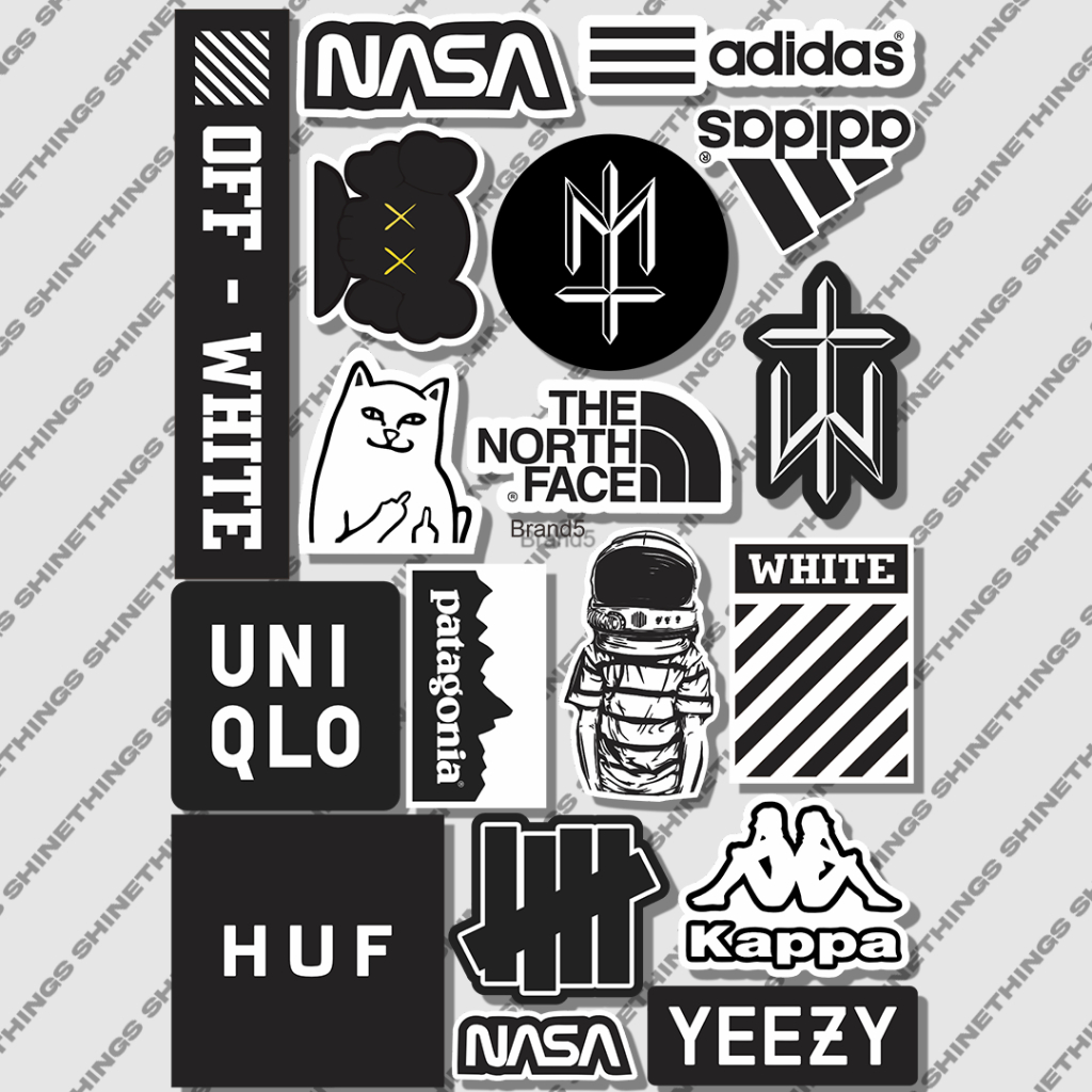 Jual stiker pack hypebeast helm anti air brand black white || sticker ...