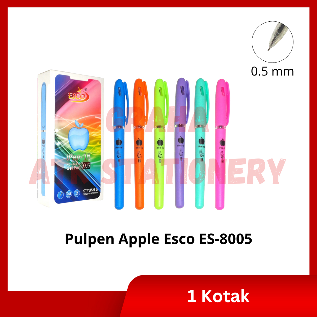 Jual [1 Kotak] Pulpen Apel iPenX (Merek Random) / Gel Pen 0.5mm Apple ...