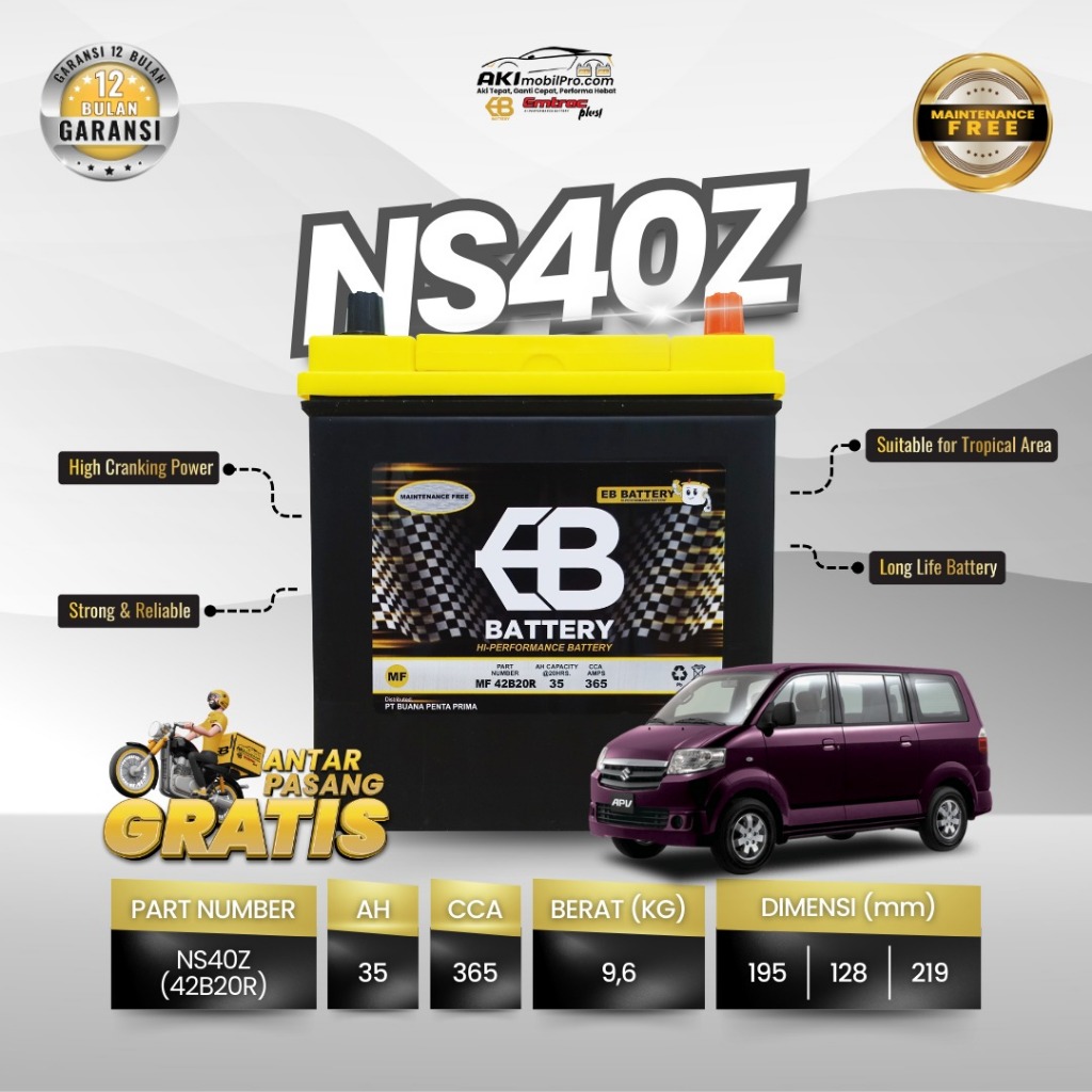 Jual AKI KERING MOBIL EB BATTERY MF 42B20R (NS40Z) | Shopee Indonesia