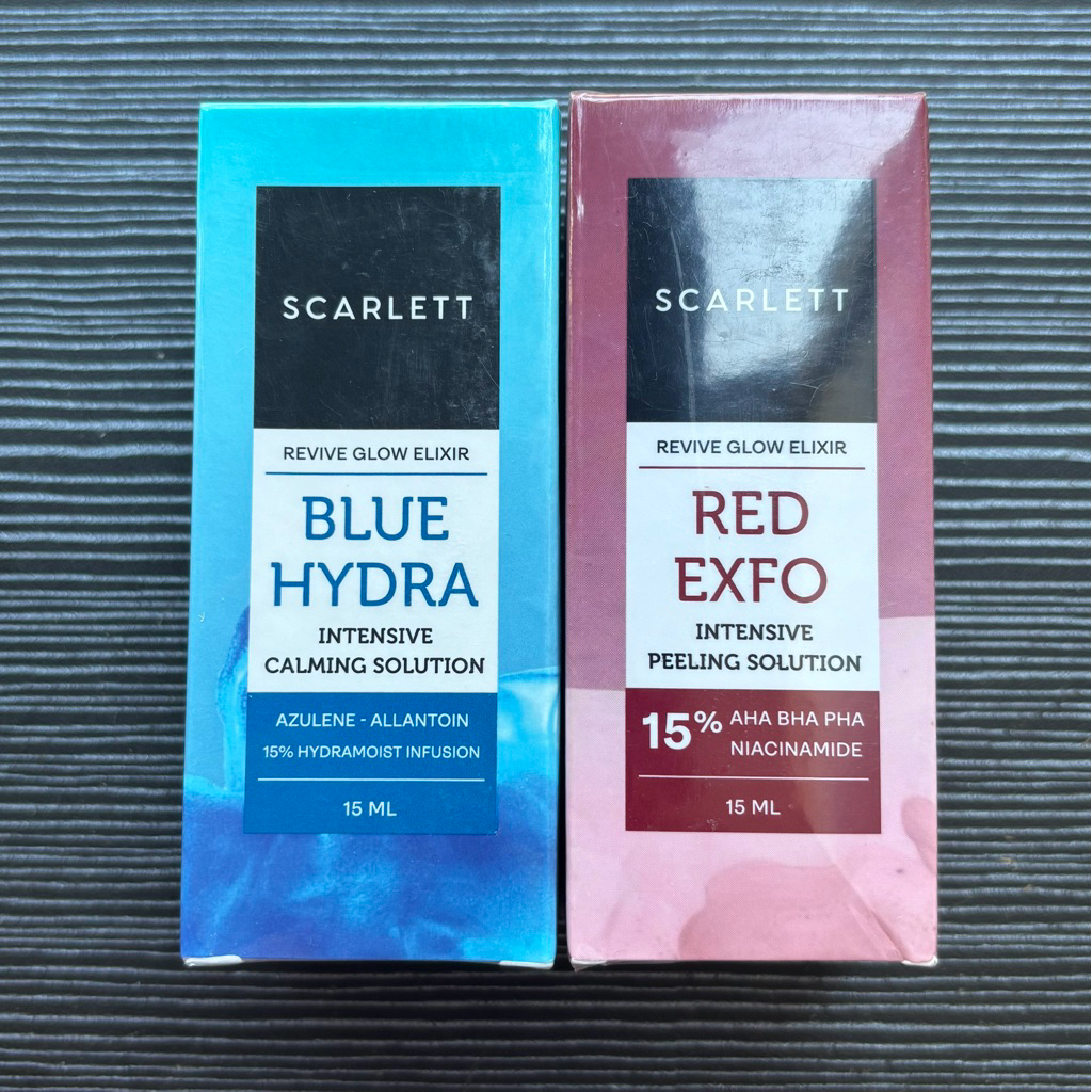 Jual Scarlett Red Exfo Peeling Serum - Blue Hydra Calming Serum ...
