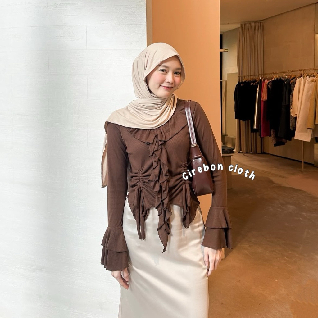 Jual KIYANA Cirebon Cloth - Eleanor Ruffle Blouse / Korean Blouse ...