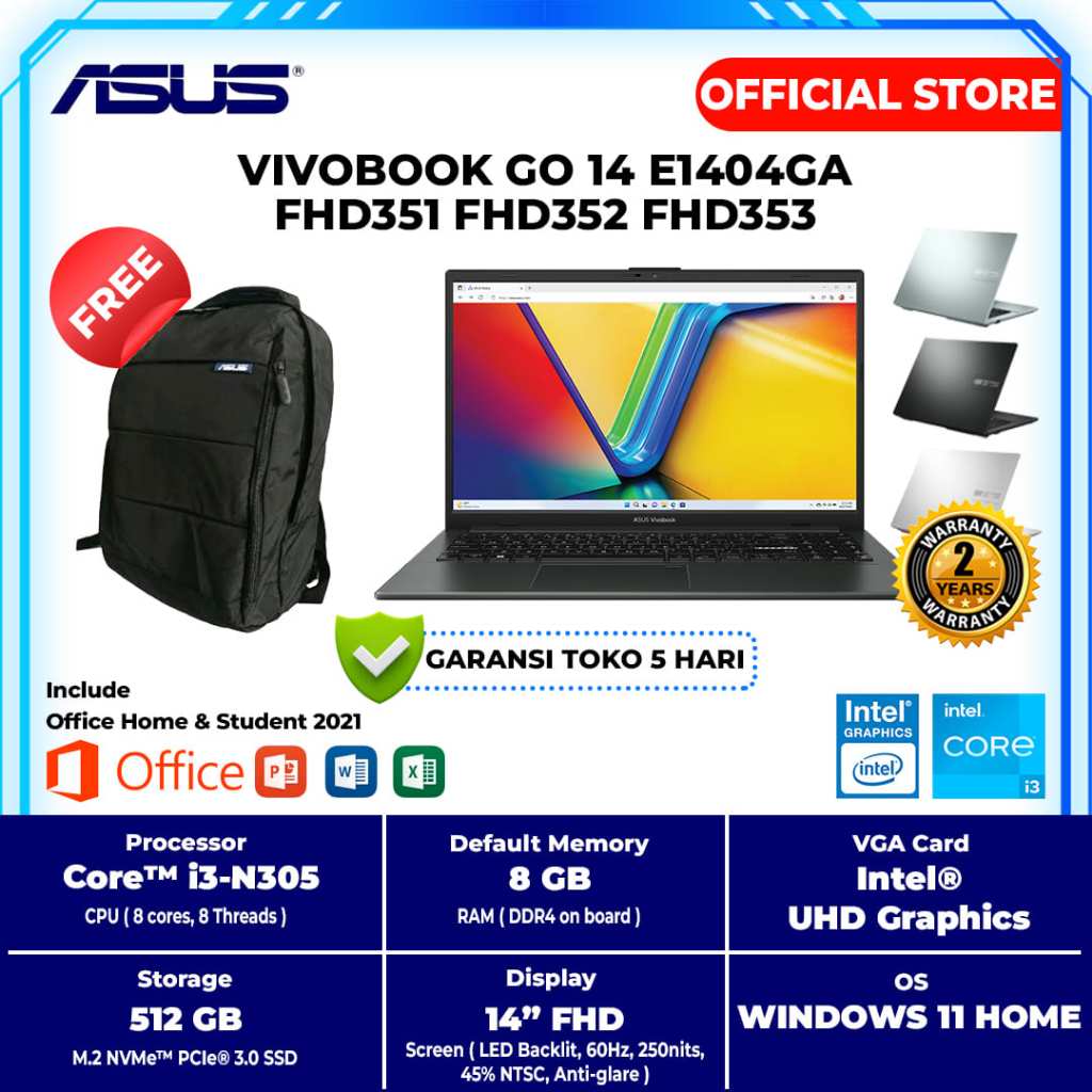 Jual ASUS VIVOBOOK GO 14 E1404GA FHD351 FHD352 FHD353 INTEL i3-N305 8GB ...