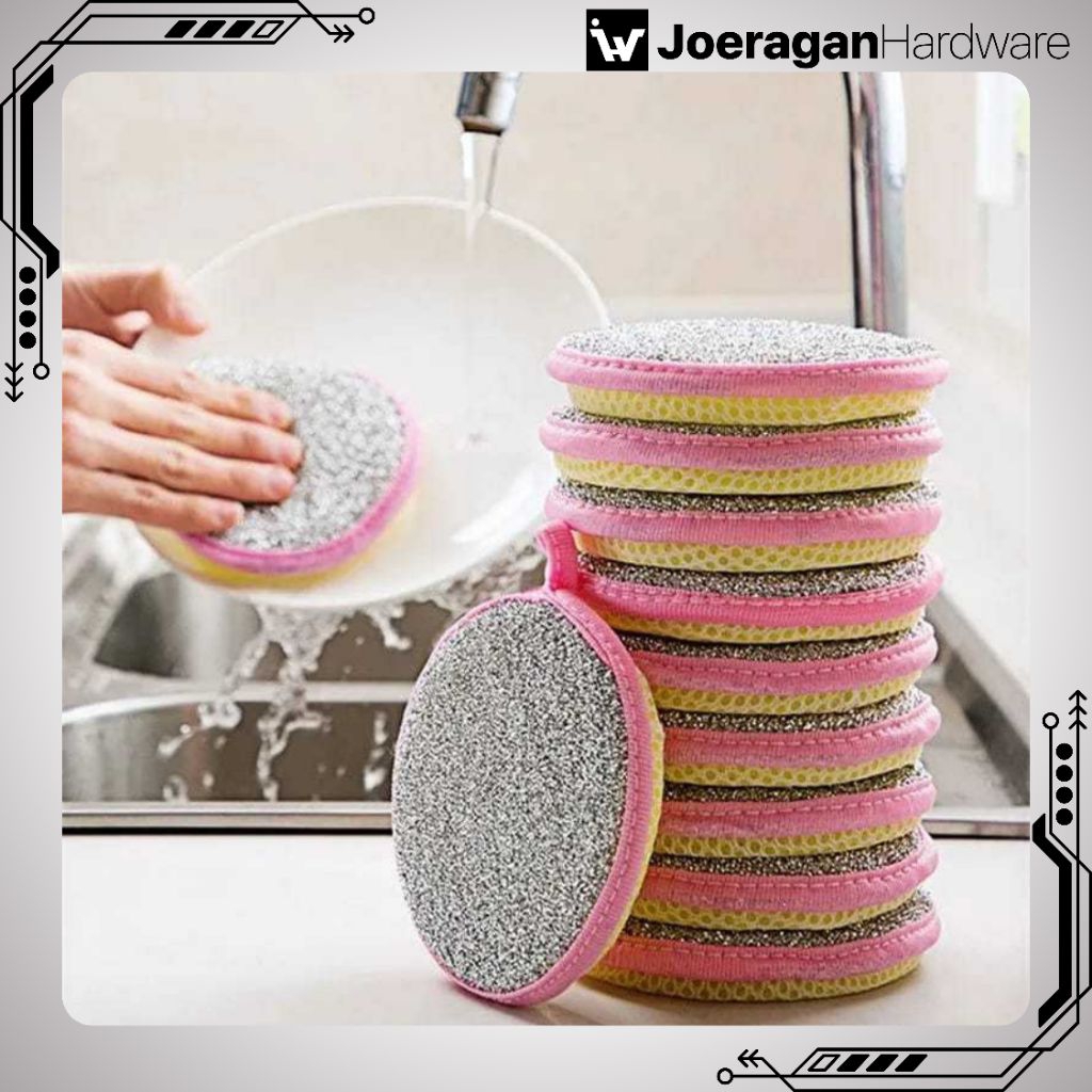 Jual Spons Cuci Piring 2 Sisi Kawat & Busa Bentuk Bulat Double Sided ...