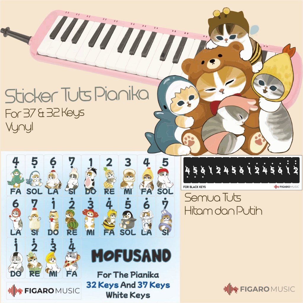 Jual Stiker Pianika 37 Keys, 32 Keys MOFUSAND - Sticker Tuts Pianika ...