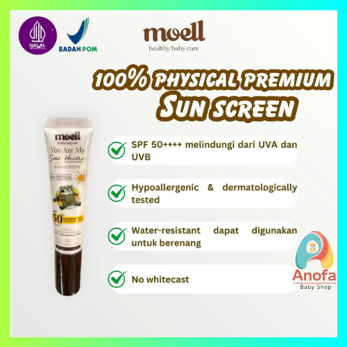Jual MOELL Physical Sunscreen Bayi dan Anak 30gr - SPF 50+++ - Water ...