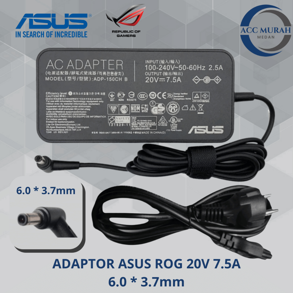 Jual ADAPTOR LAPTOP ASUS ROG 20V 7.5A 150W PIN BULAT JARUM | Shopee ...