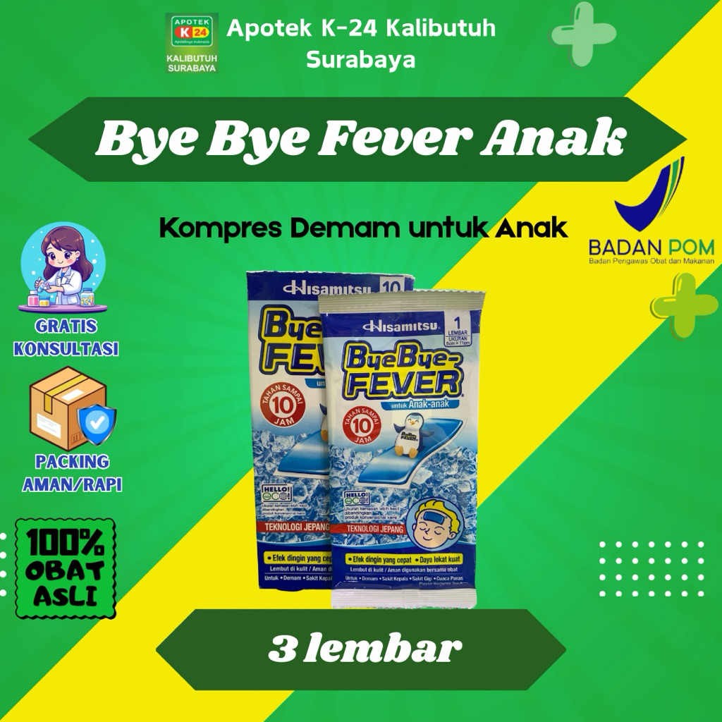 Jual BYE BYE FEVER ANAK Kompres Demam untuk Anak (3 lembar) | Shopee ...