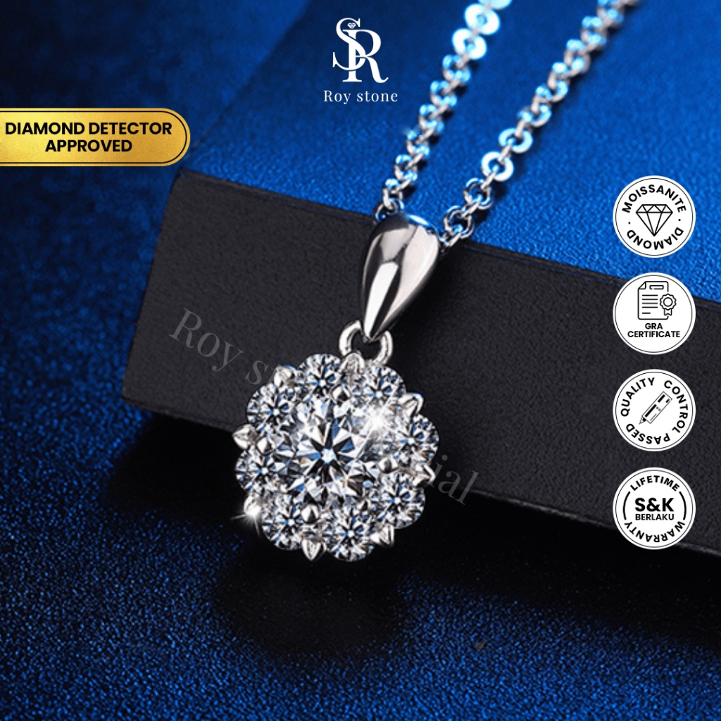 Jual RoyStone - Kalung Flower Necklace Wanita Perhiasan Moissanite ...
