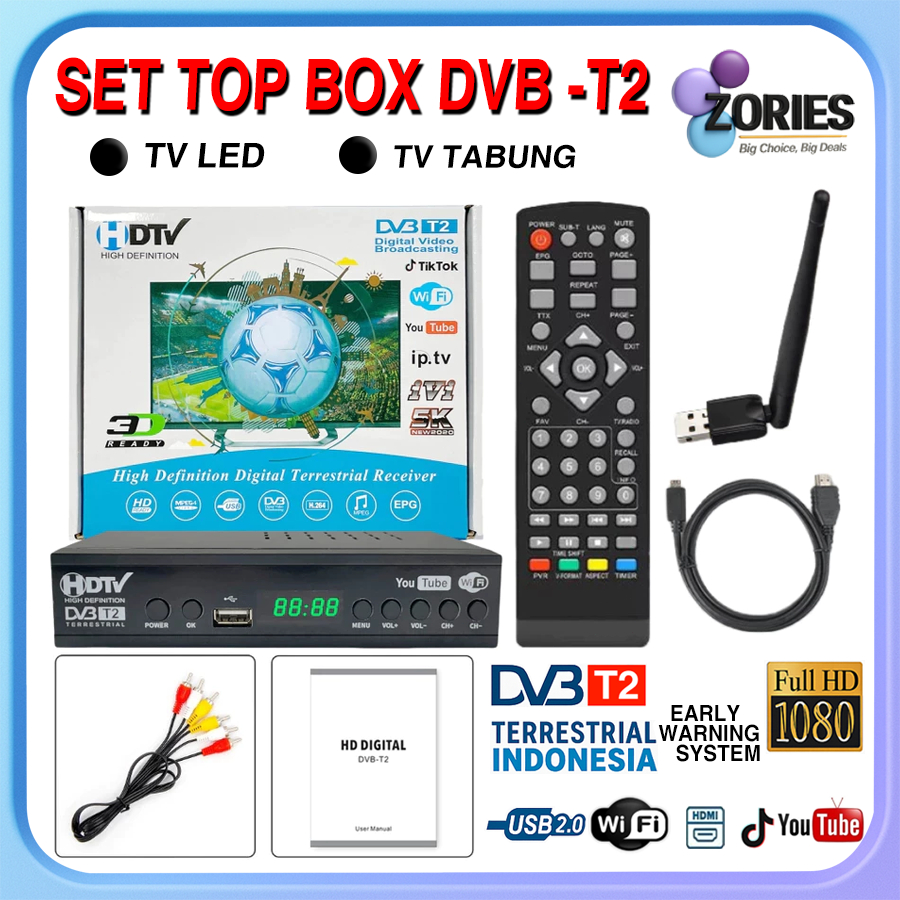 Jual ZORIES MURAH Set Top Box STB DVB-T2 TV Digital Receiver Penerima ...