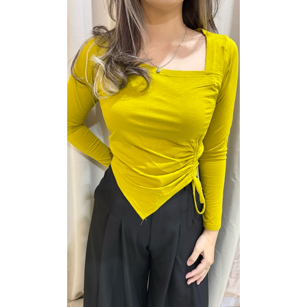 Jual JLMC JISSO Crop Top Square Neck Tali Serut Samping - Crop Wanita ...