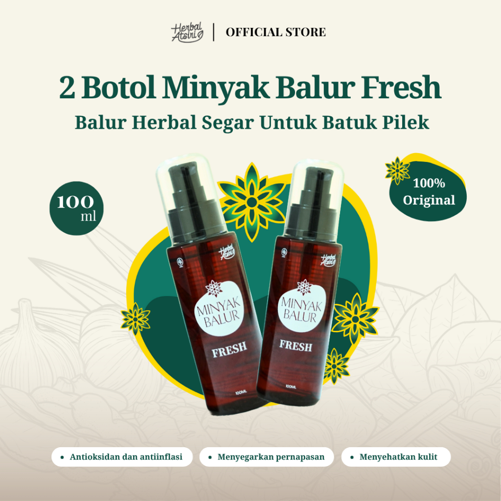Jual Paket isi 2 Botol Minyak Balur FRESH 100% Original Obat Herbal ...