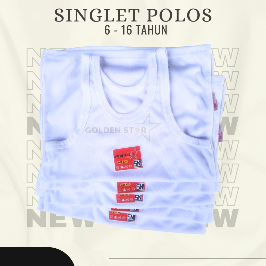 Jual 1 Lusin Singlet anak dan remaja golden star putih polos 4- 16 ...