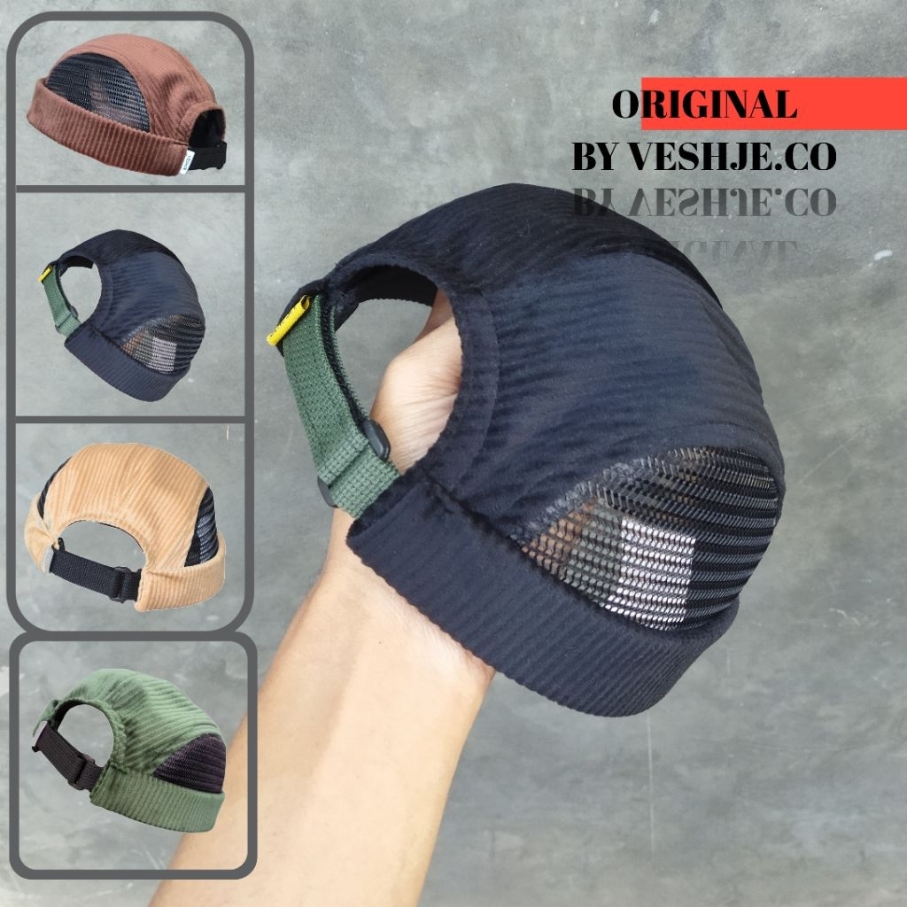 Jual Miki hat Topi peci 4 panel corduroy hitam strap army unik premium ...