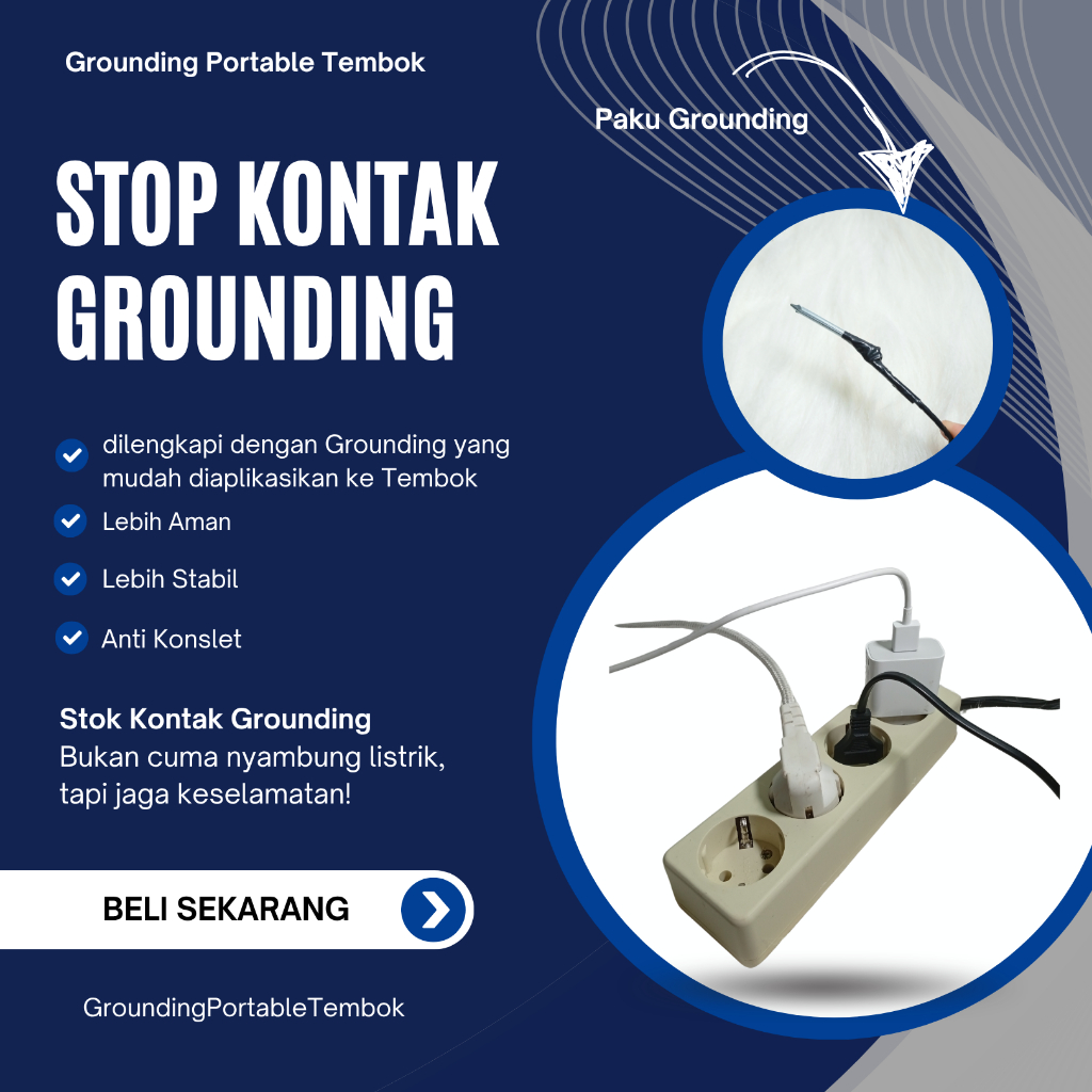 Jual Stop kontak Grounding Portabel TEMBOK mencegah arus listrik statis ...