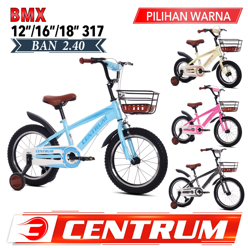 Jual Sepeda BMX Anak Centrum CT317 Keranjang Besi Dan Ban Pompa 12/16/18x2.4 | Shopee Indonesia
