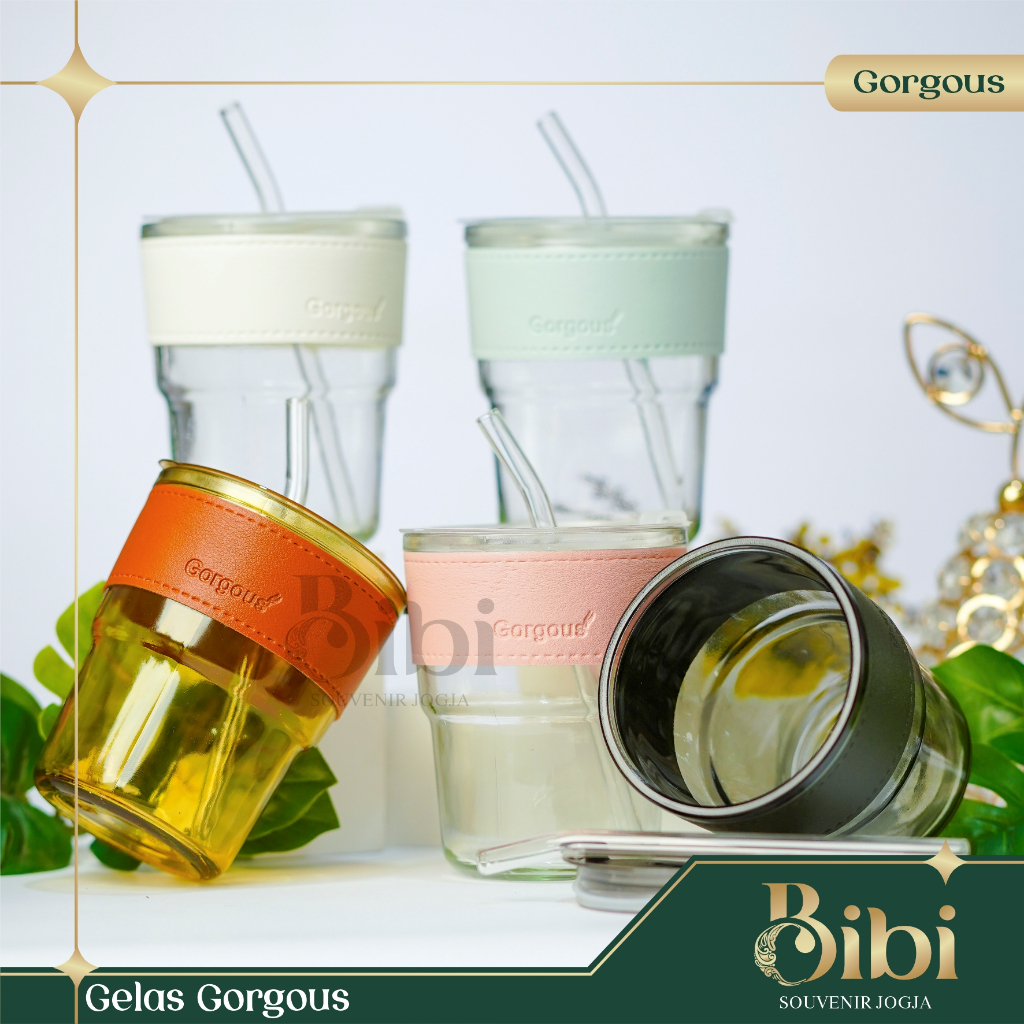 Jual Souvenir Aesthetic Gelas Korea Gorgous Mug Sedotan Kaca 400ml Cup ...