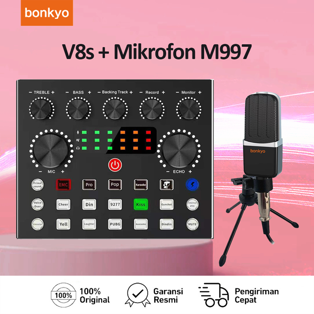Jual Bonkyo Sound card V8S+M997 untuk ponsel bernyanyi peralatan siaran ...