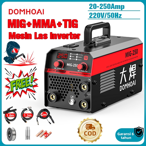 Jual DOMHOAI 3IN1 Mesin Las Mig-250 Inverter Las Listrik Profesional Mesin Las Tampilan Digital ...
