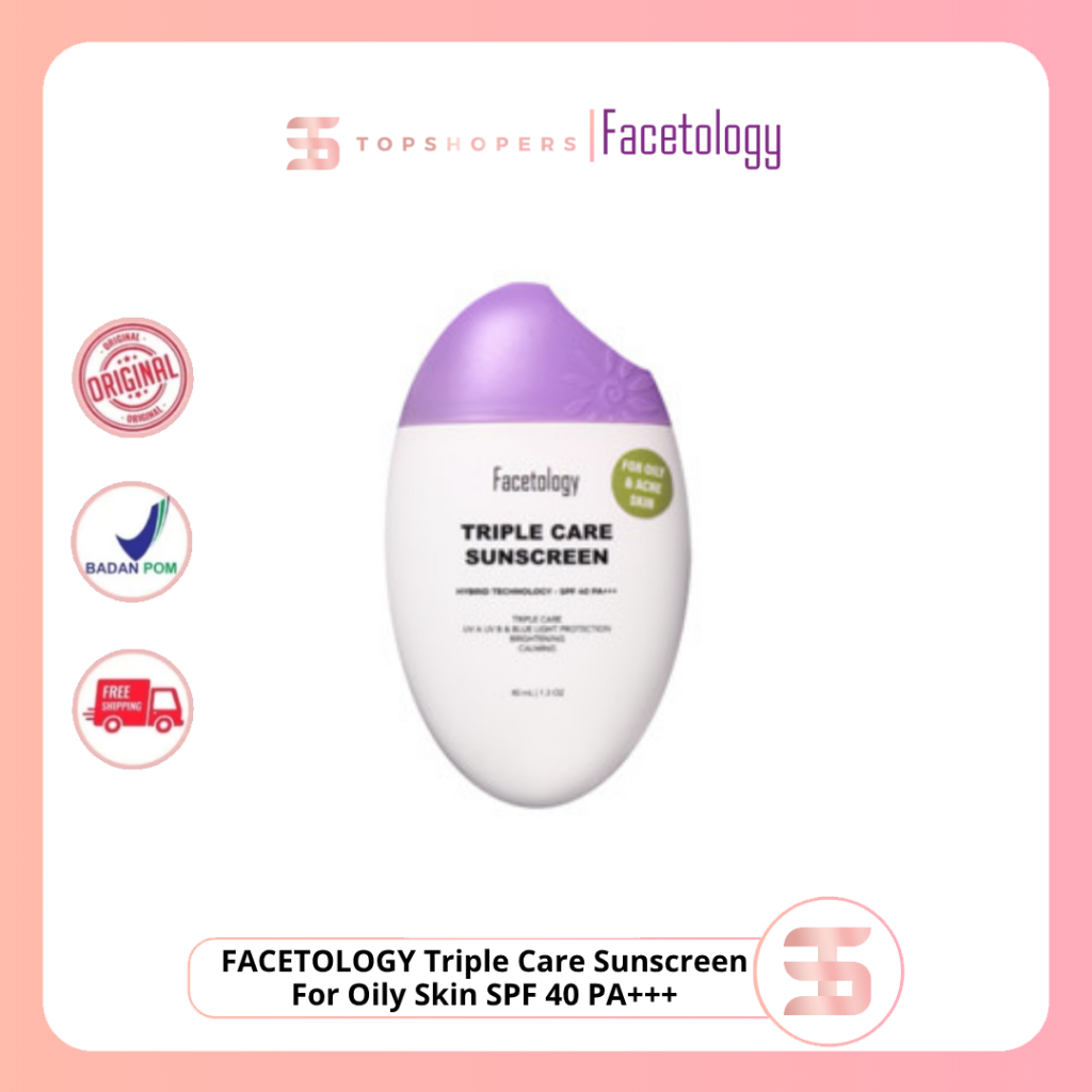 Jual FACETOLOGY Triple Care Sunscreen For Oily Skin SPF 40 PA+++ | Shopee Indonesia
