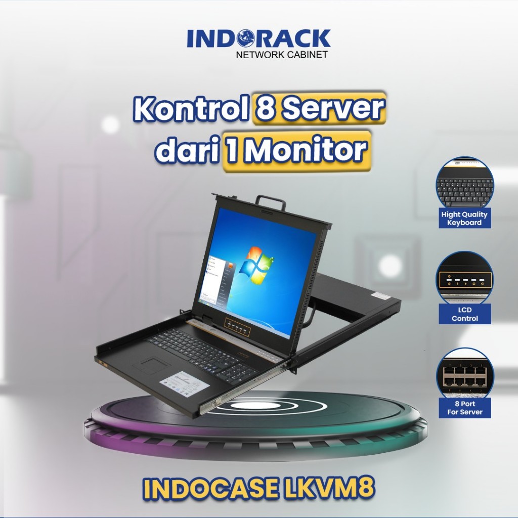 Jual KVM 1908C / LKVM8 INDOCASE by INDORACK 1U Rackmount LED KVM Switch ...