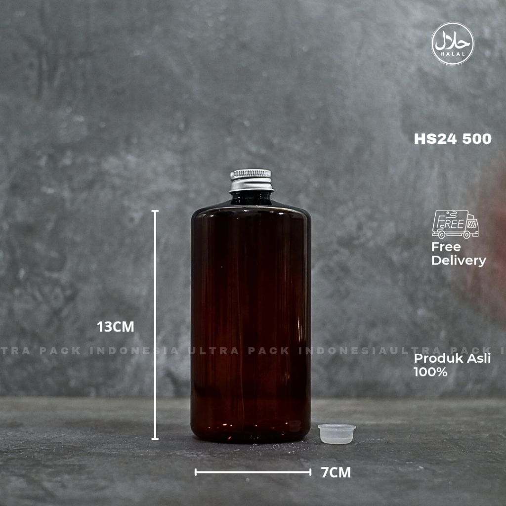 Jual KEMASAN MINUMAN BOTOL FOOD GRADE - BOTOL PET HS24 500ML AMBER + PLUG SUMBAT ANTI BOCOR ...