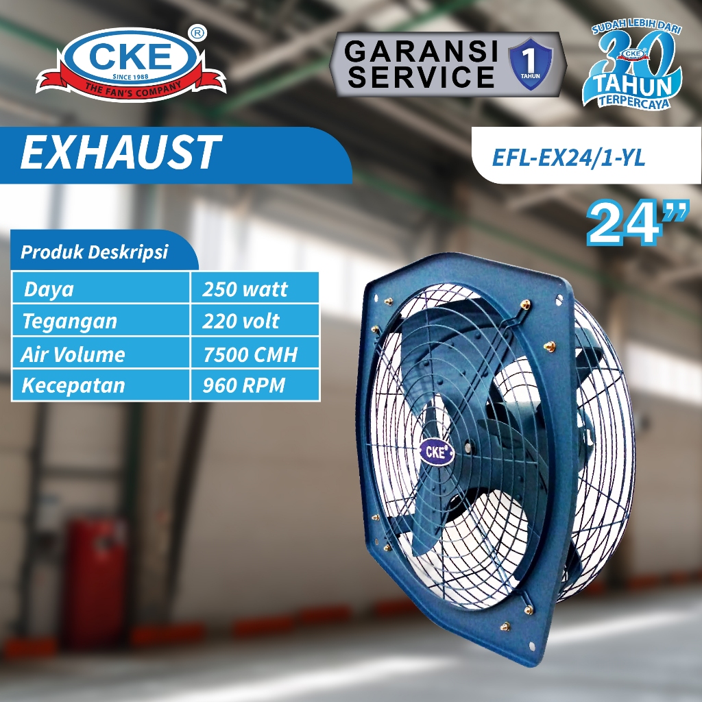 Jual Exhaust Fan CKE EFL-EX 24 Inch 220V Exhaust Fan Low Noise Eksos Tidak Berisik Eksos Low ...
