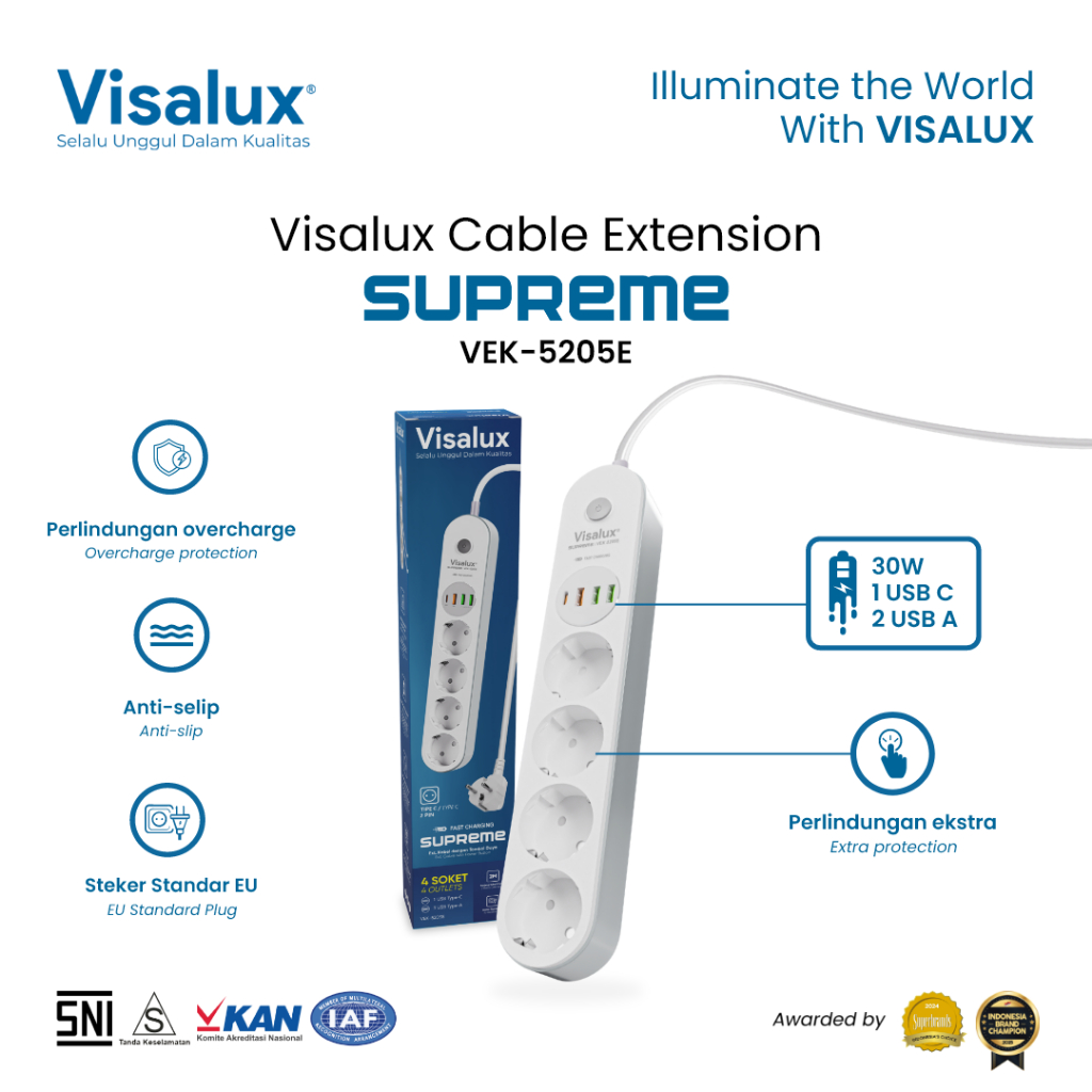 Jual Visalux Kabel Extension with Power Button Supreme (2 Pin) - 4L ...