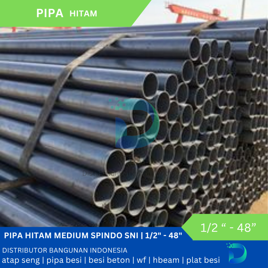 Jual Pipa Hitam Medium SNI Spindo 1/2'" Panjang 6 m (Free Ongkir ...