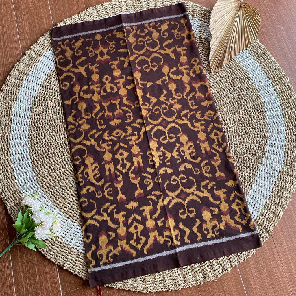 Jual KAIN TENUN ENDEK KHAS BALI MOTIF ANTIK KLASIK COKLAT GRINGSING ...