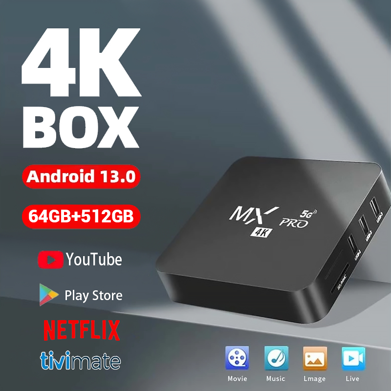 Jual Tripsky MXQ Pro Android TV Box 4K OS Android 13 RAM 64GB+512GB Bisa Netflix/Youtube Dual ...