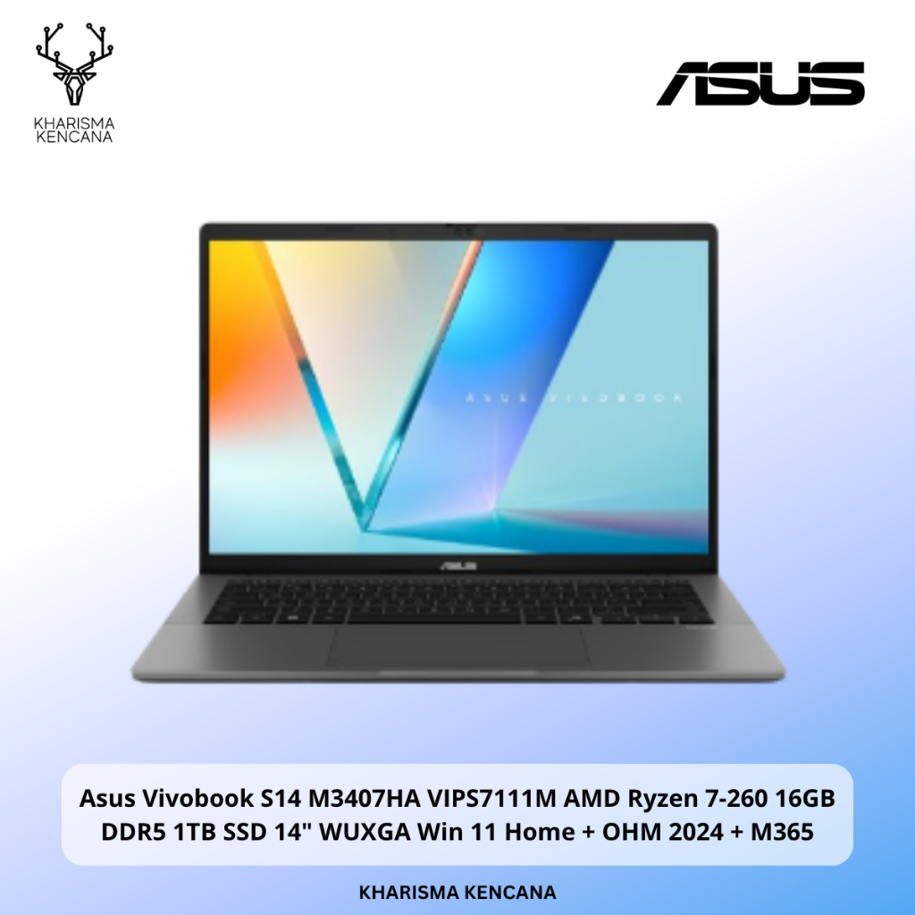 Jual Asus Vivobook S14 M3407HA VIPS7111M AMD Ryzen 7-260 16GB DDR5 1TB SSD 14″ WUXGA Win 11 Home ...