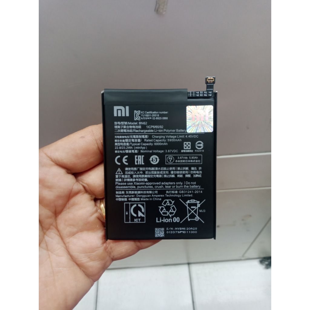 Jual BATERAI XIAOMI BN 62 REDMI 9T POCO M3 BN62 ORIGINAL 888 | Shopee ...