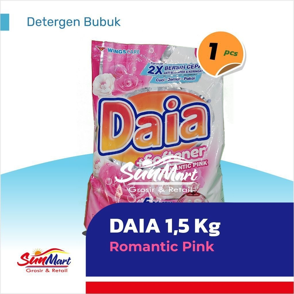 Jual DAIA Deterjen Bubuk +Softener Romantik pink 1,5kg | Shopee Indonesia