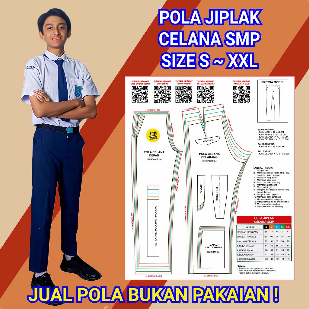Jual POLA JIPLAK CELANA SMP | POLA MENJAHIT SEWING PATTERN | Shopee Indonesia