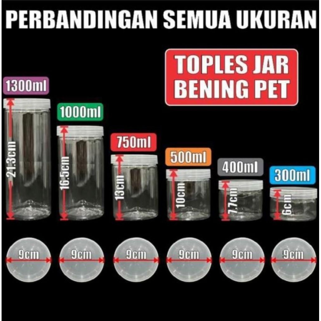 Jual Toples Tabung Jar Ukuran 300 mL - 1300 mL + Tutup | Shopee Indonesia