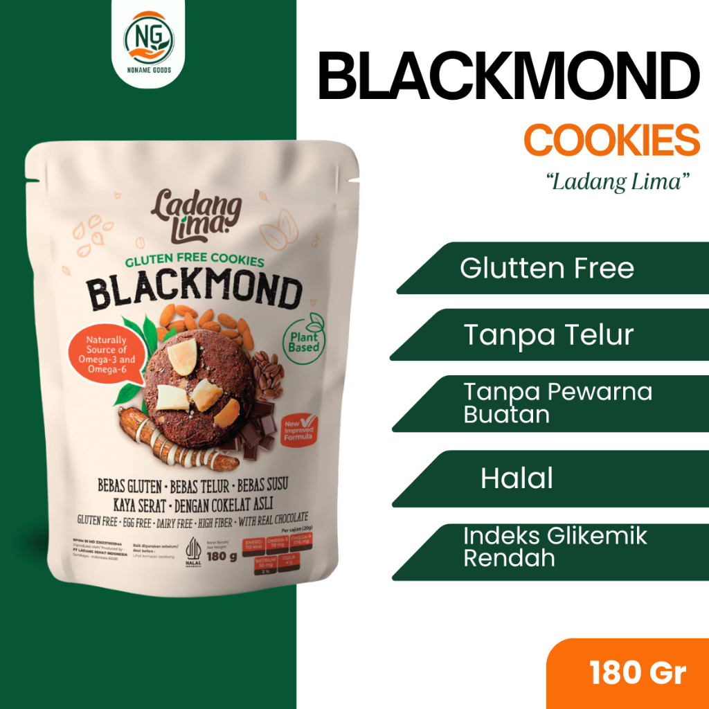 Jual Ladang Lima Blackmond Healthy Cookies Sehat Gluten Free 180 gr ...