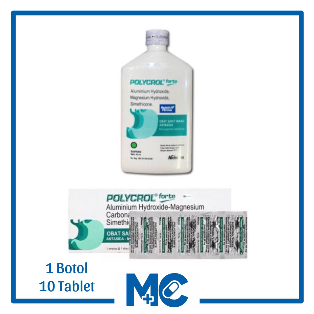 Jual Polycrol Forte Tablet Kunyah isi 10 Tablet, Suspensi 180ml ...