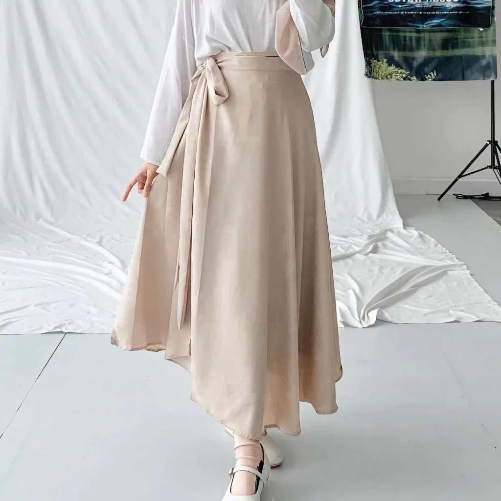 Jual Rok Lilit Satin Silk Premium - Rok Flare Wanita Polos Masakini ...