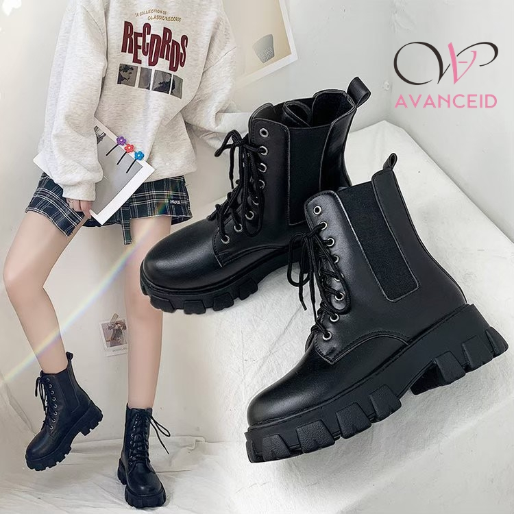 Jual AVANCEID 1950 Sepatu Sneakers Boots Wanita Docmart Putih Hitam ...