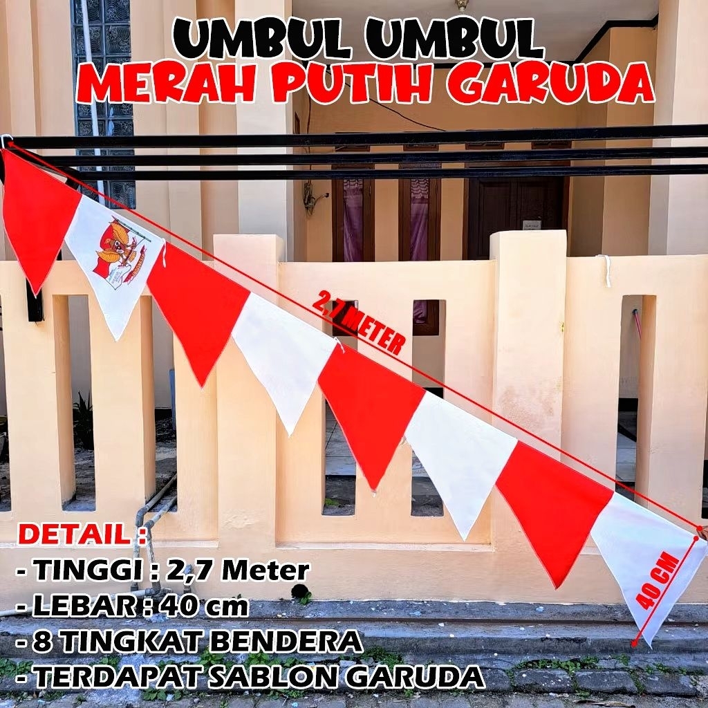 Jual Bendera umbul umbul Garuda / Bendera Merah Putih Zig Zag 17 Agustus | Shopee Indonesia