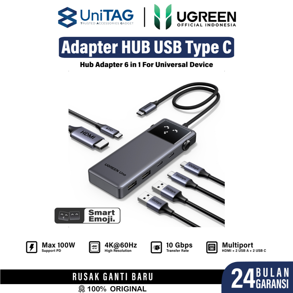 Jual UGREEN Uno Adapter HUB USB Type C Robot 6 in 1 For Macbook iPad ...