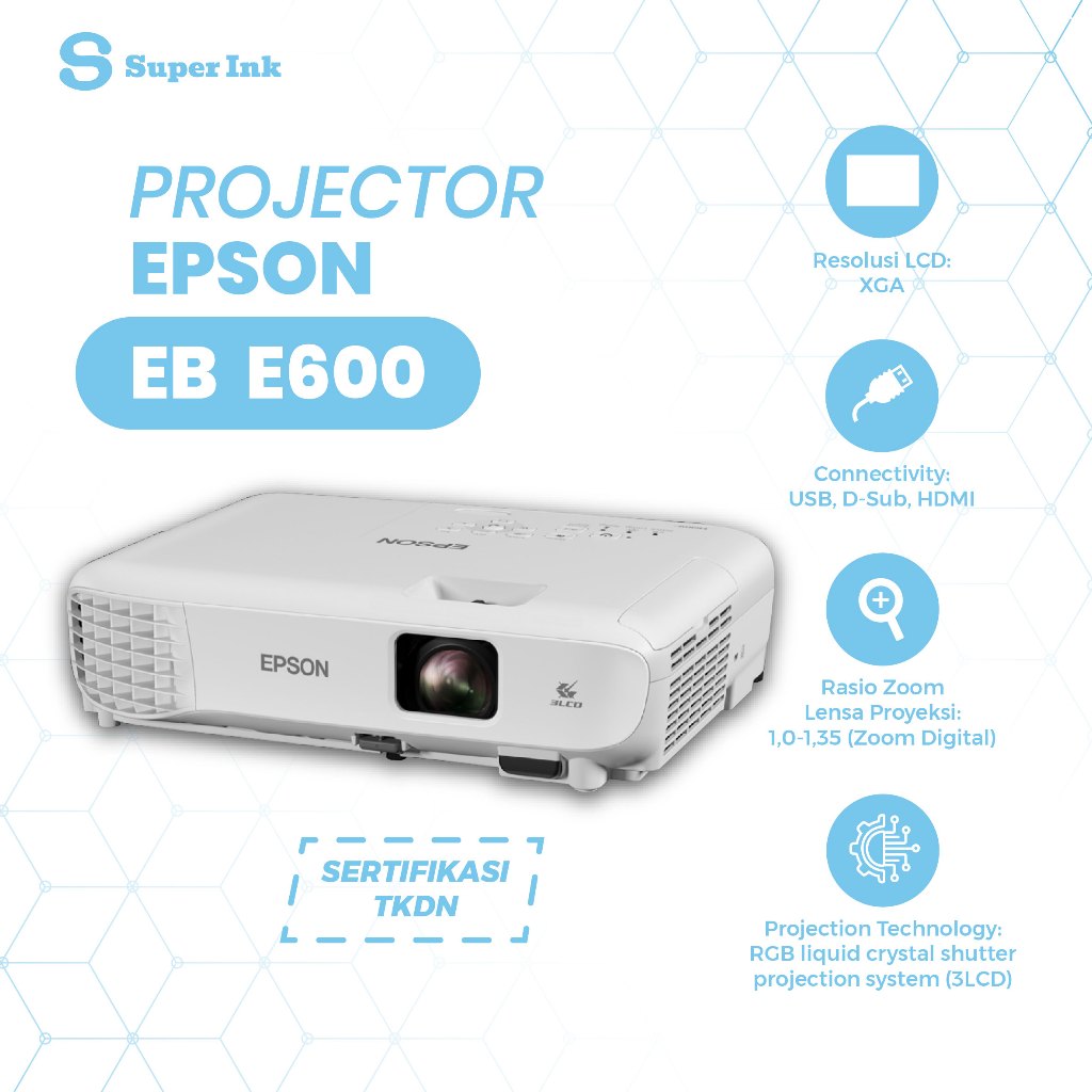 Jual PROYEKTOR EPSON EB-E600 EBE600 EB E600 XGA 3LCD 3400 LUMENS TKDN ...