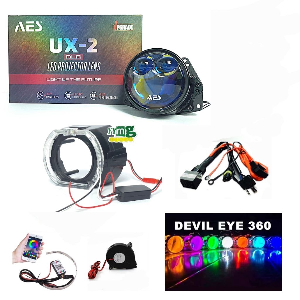 Jual PAKET LENGKAP BILED AES DLB 3 INCH INCI UX-2 DLB 75WATT DOUBLE LOW BEAM 75WATT MOTOR MOBIL ...