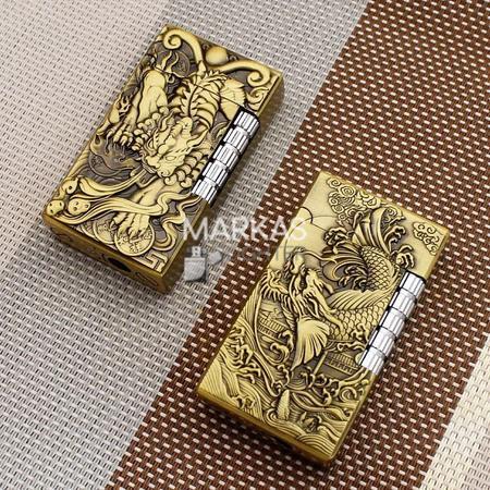 Jual Korek Api Dupont Lash Motif Naga Timbul Gold Isi Ulang Gas ...