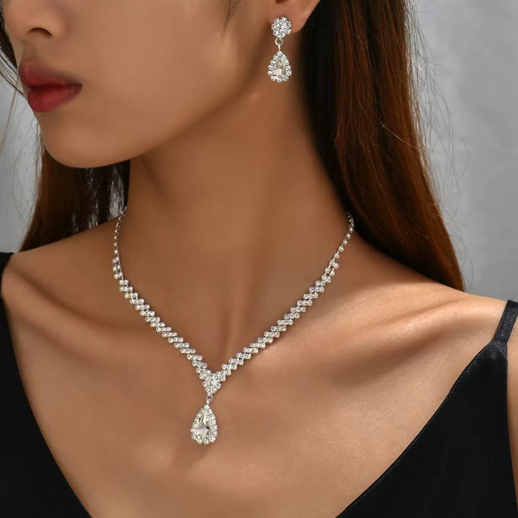 Jual Set Kalung Anting Wanita - Kalung dan Anting Berbentuk Tetesan ...