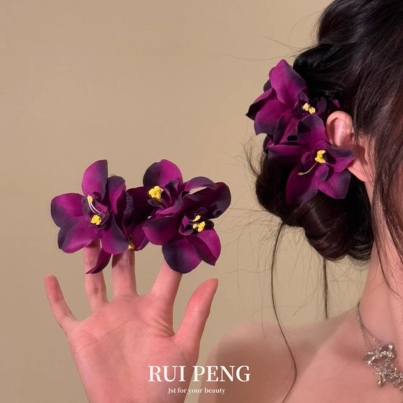 Jual COD ️Jepit Rambut Bunga Gaya Bohemian Jepit Rambut Anggrek Ganda ...