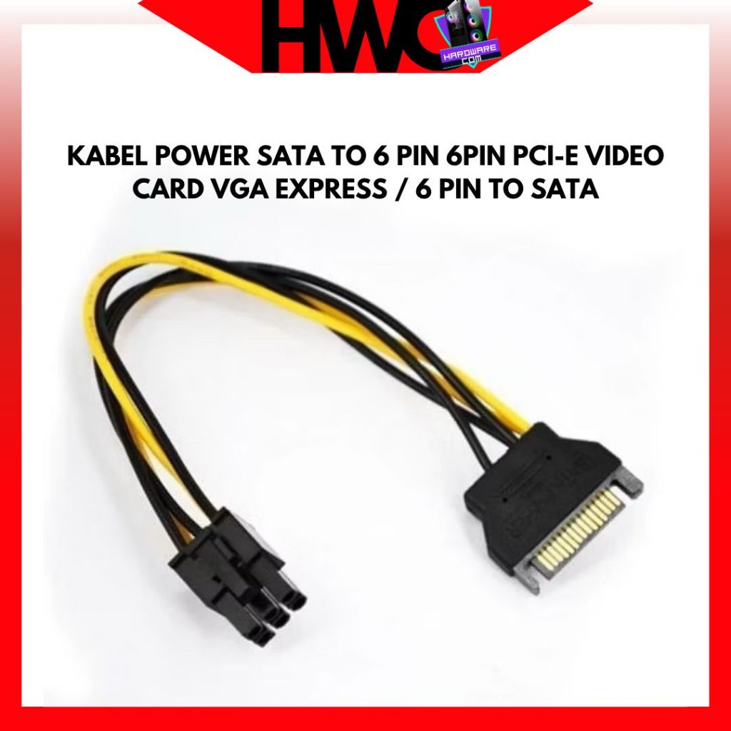 Jual Kabel Power SATA To 6 Pin 6pin PCI-E Video Card VGA Express / 6 ...