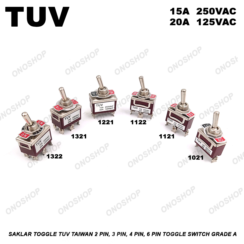 Jual Saklar Toggle TUV Taiwan 2 Pin, 3 Pin, 4 Pin, 6 Pin Toggle Switch ...