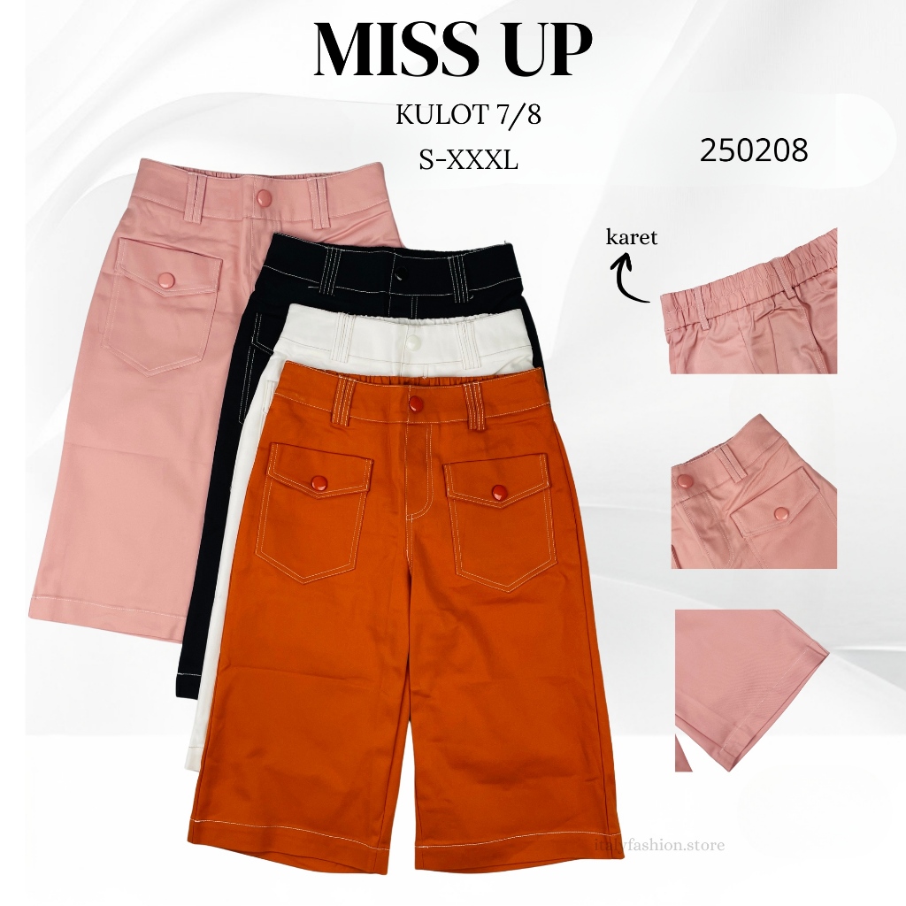 Jual MISS UP Celana Ponggol Kulot Katun Stretch 7/8 Wanita 250208 (S-XXXL) | Shopee Indonesia